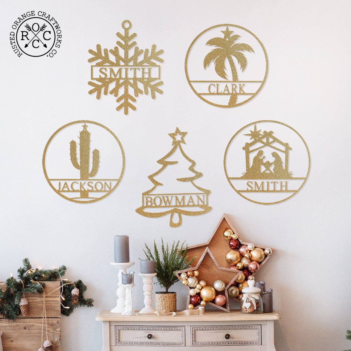 12" Holiday Name Sign Collection - Personalized Christmas Signs ...