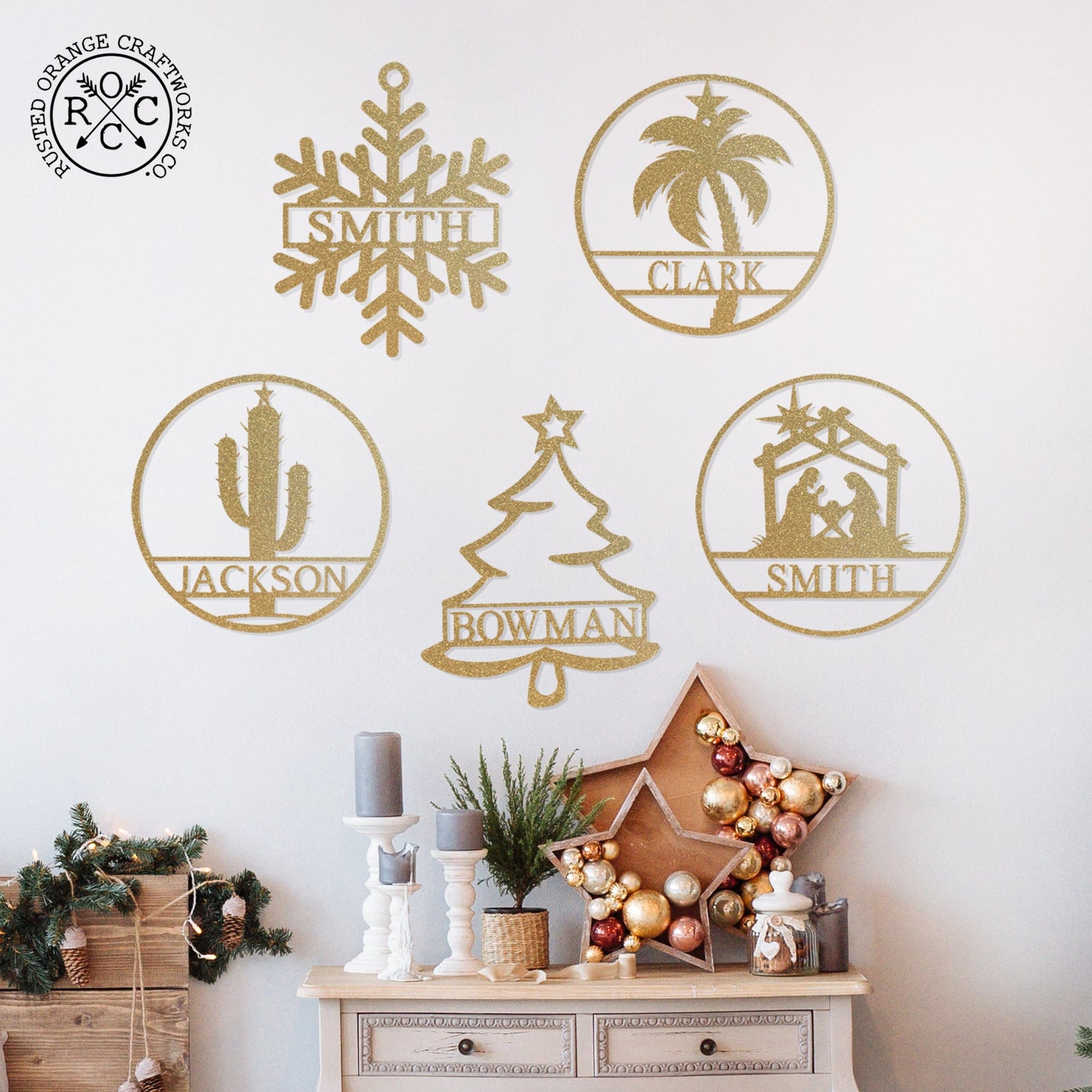 12" Holiday Name Sign Collection - Personalized Christmas Signs ...