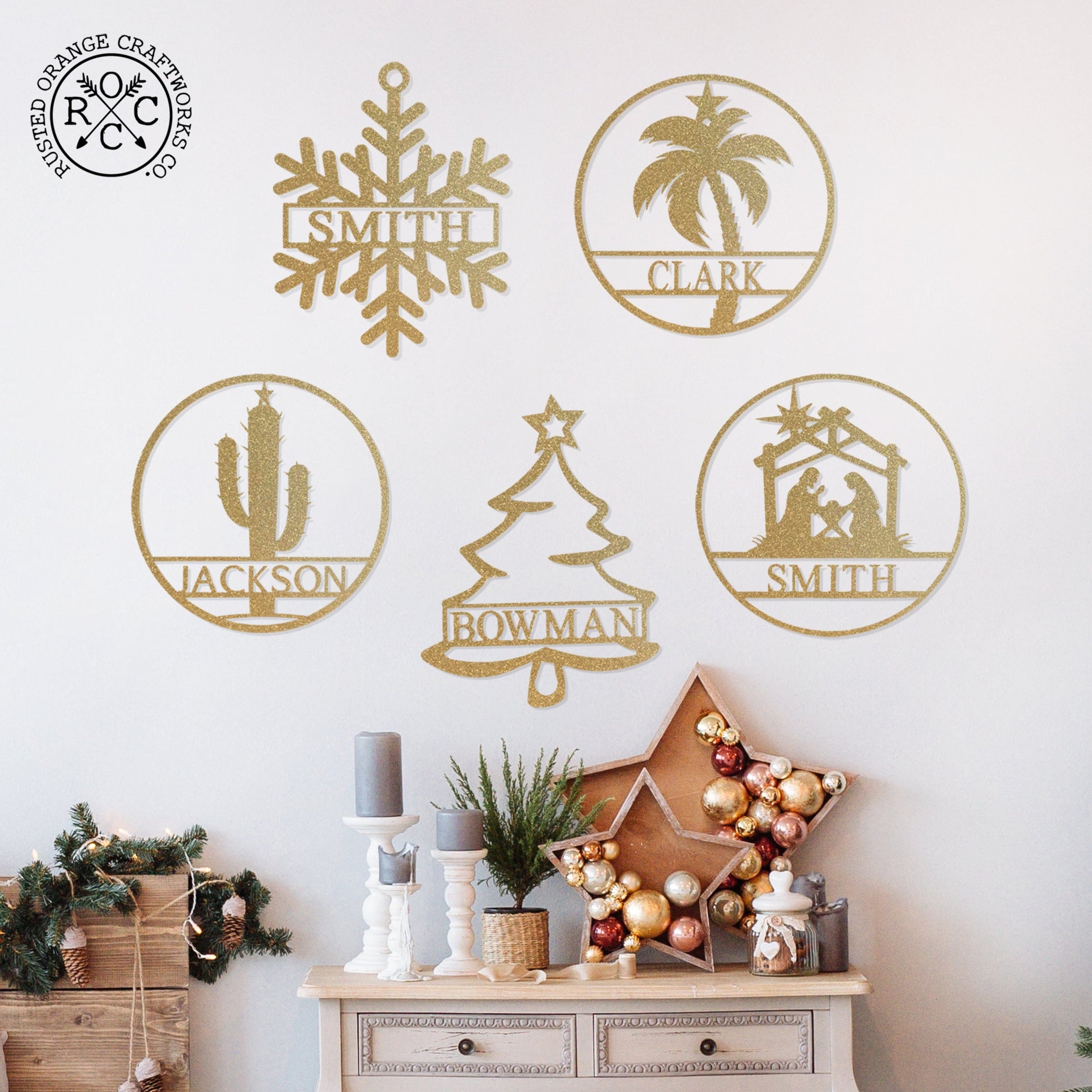 12" Holiday Name Sign Collection - Personalized Christmas Signs ...