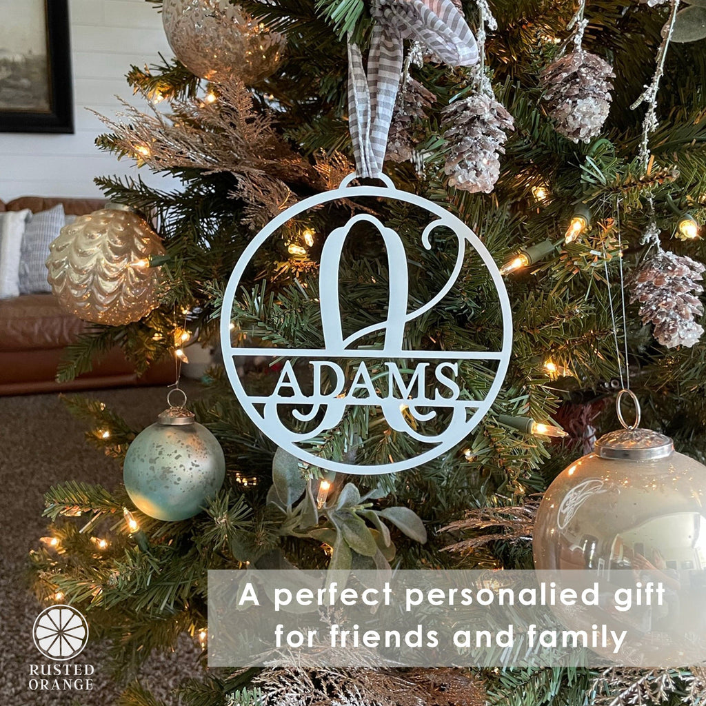 Circle Monogram Ornaments - 5 Pack - 4", 6", and 9" Personalized Chris ...