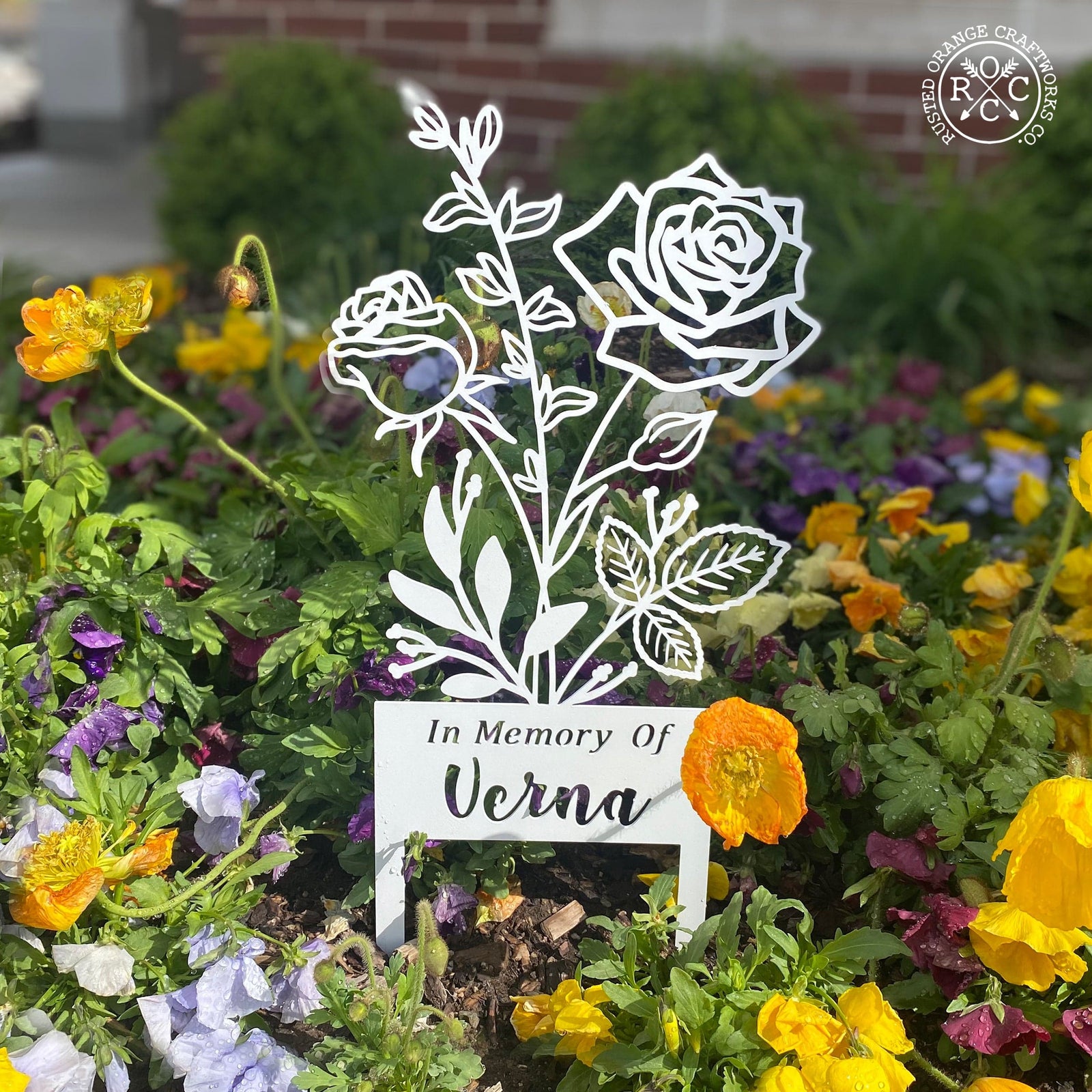 Flower Bouquet Stake - Metal Cutout Memorial Stake for Loved Ones ...