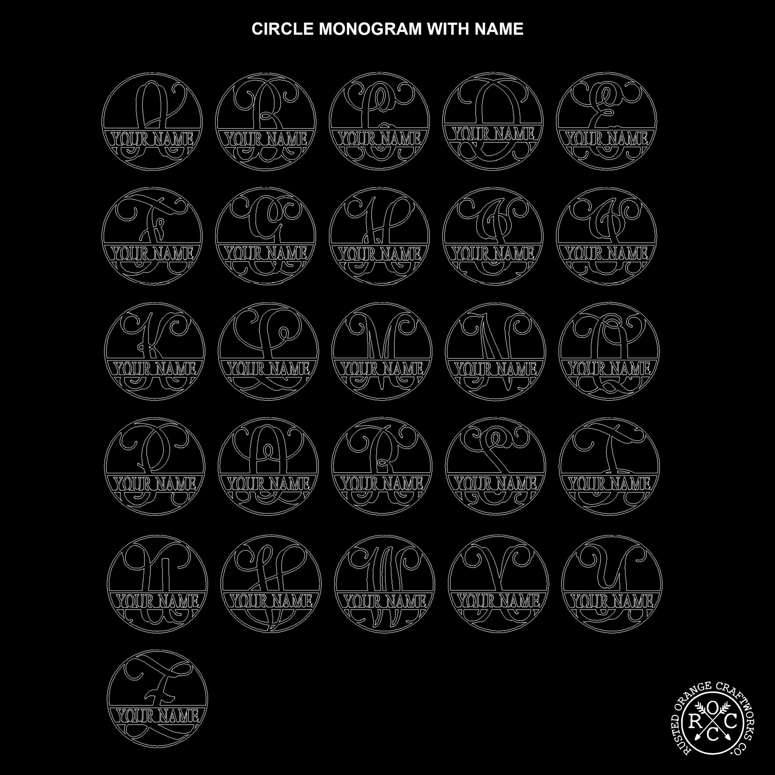 Circle Monogram With Name - Monogram Last Name Signs for Home ...