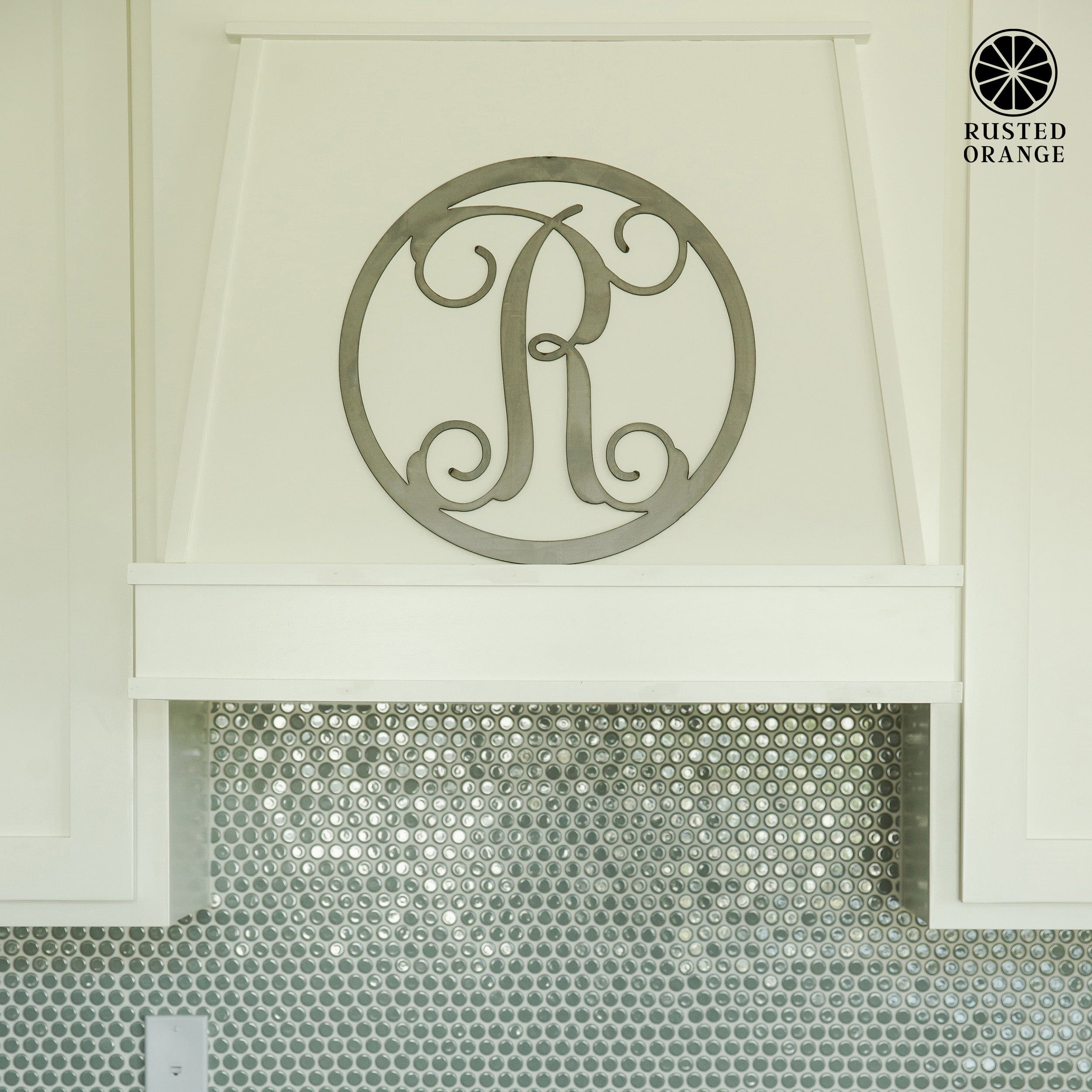 14" Single Letter Circle Monogram - Front Door Monogram Wreath Decor ...