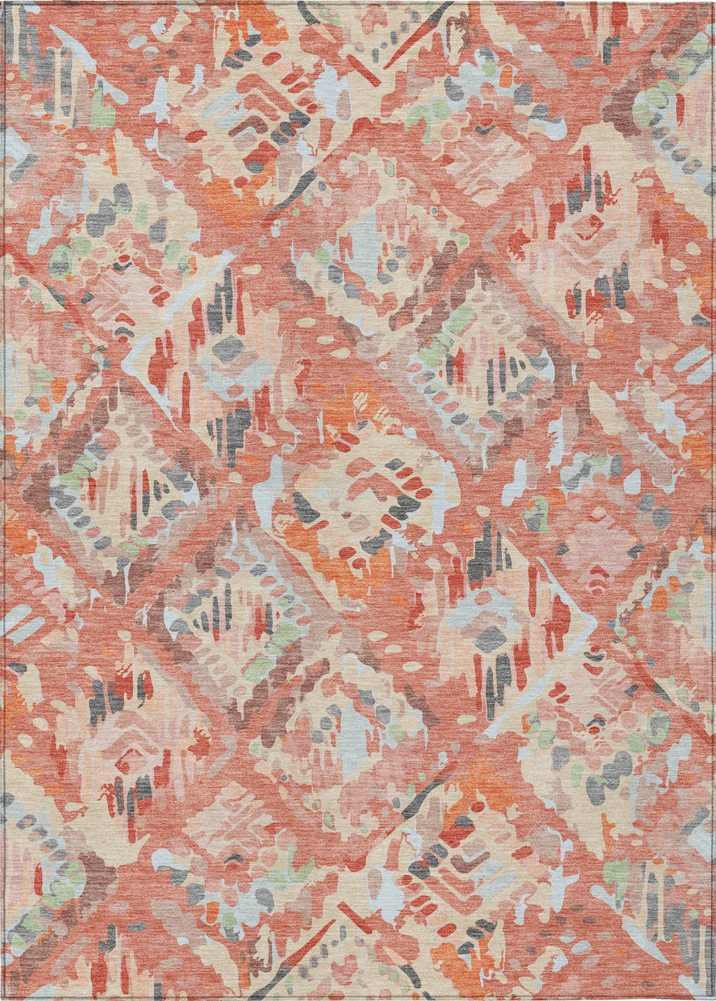 Piper Looms Chantille Diamonds ACN1328 Coral Machine Washable Area Rug ...