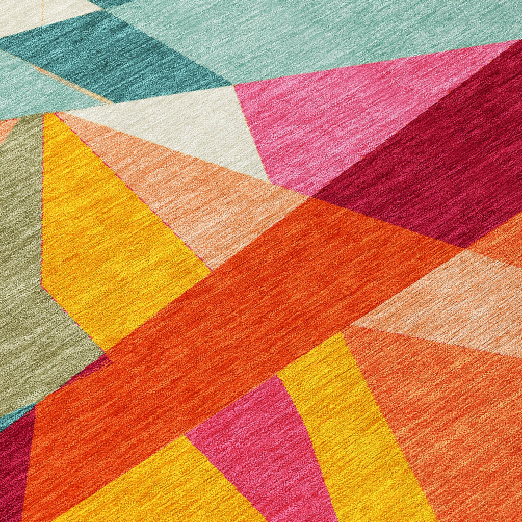 Piper Looms Chantille Geometric ACN1611 Orange Machine Washable Area ...