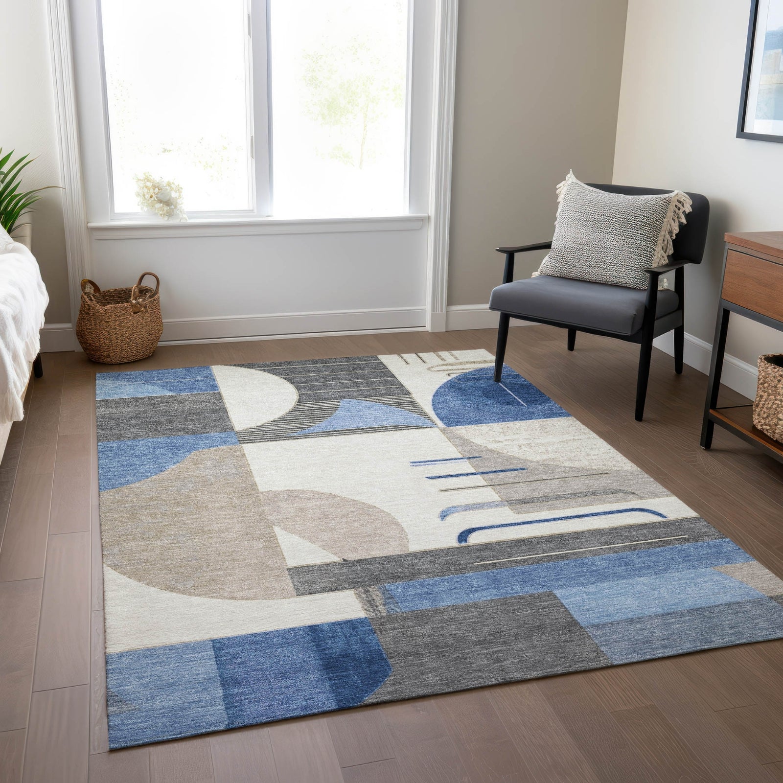 Piper Looms Chantille Geometric ACN1694 Blue Machine Washable Area Rug ...