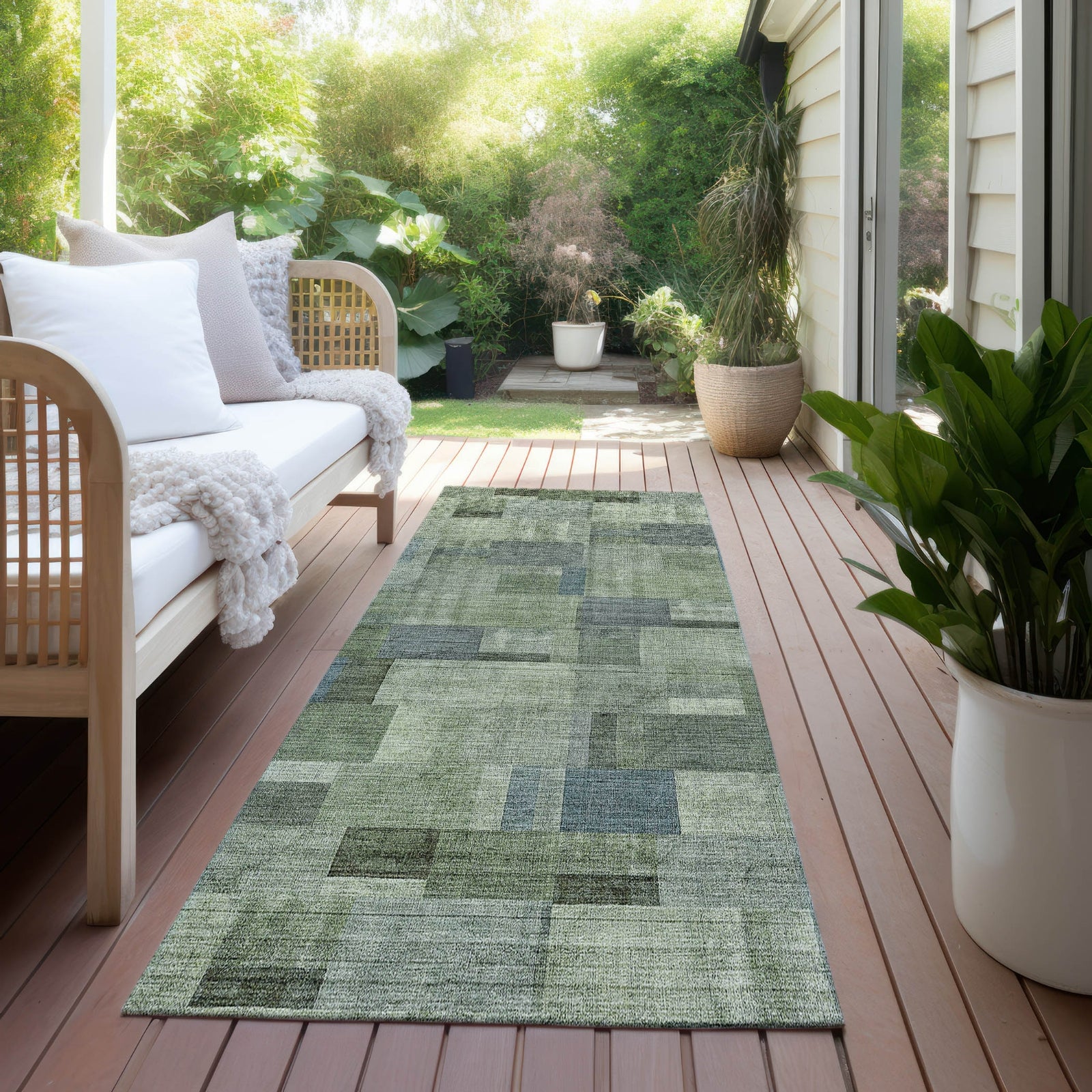 Piper Looms Chantille Squares ACN639 Green Area Rug – Incredible Rugs ...