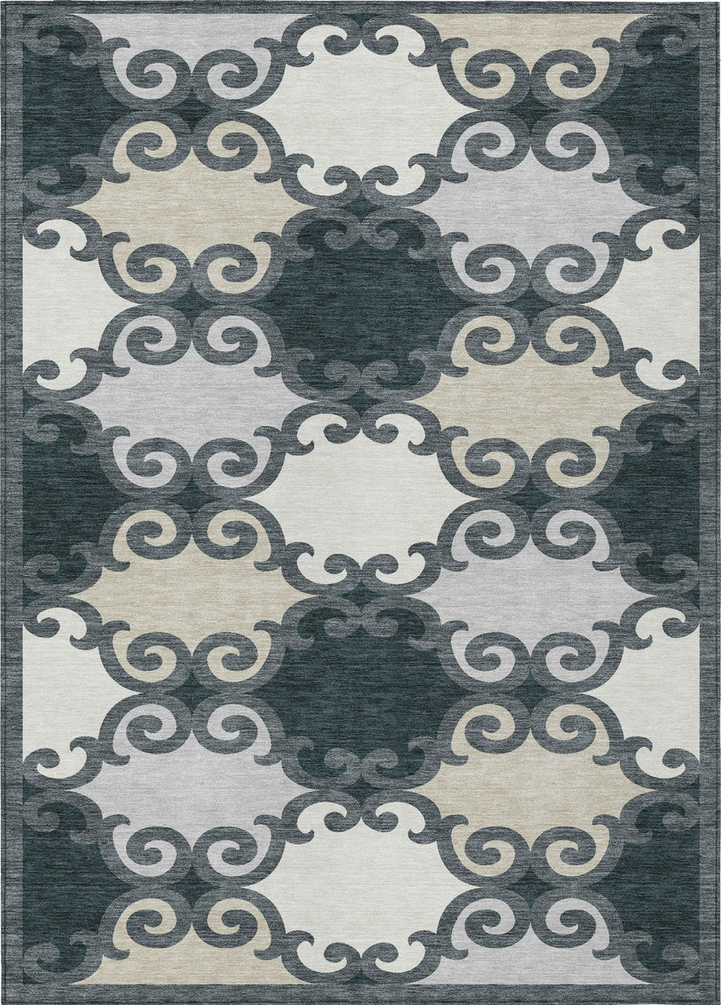 Piper Looms Chantille Scrolls ACN883 Gray Machine Washable Area Rug ...