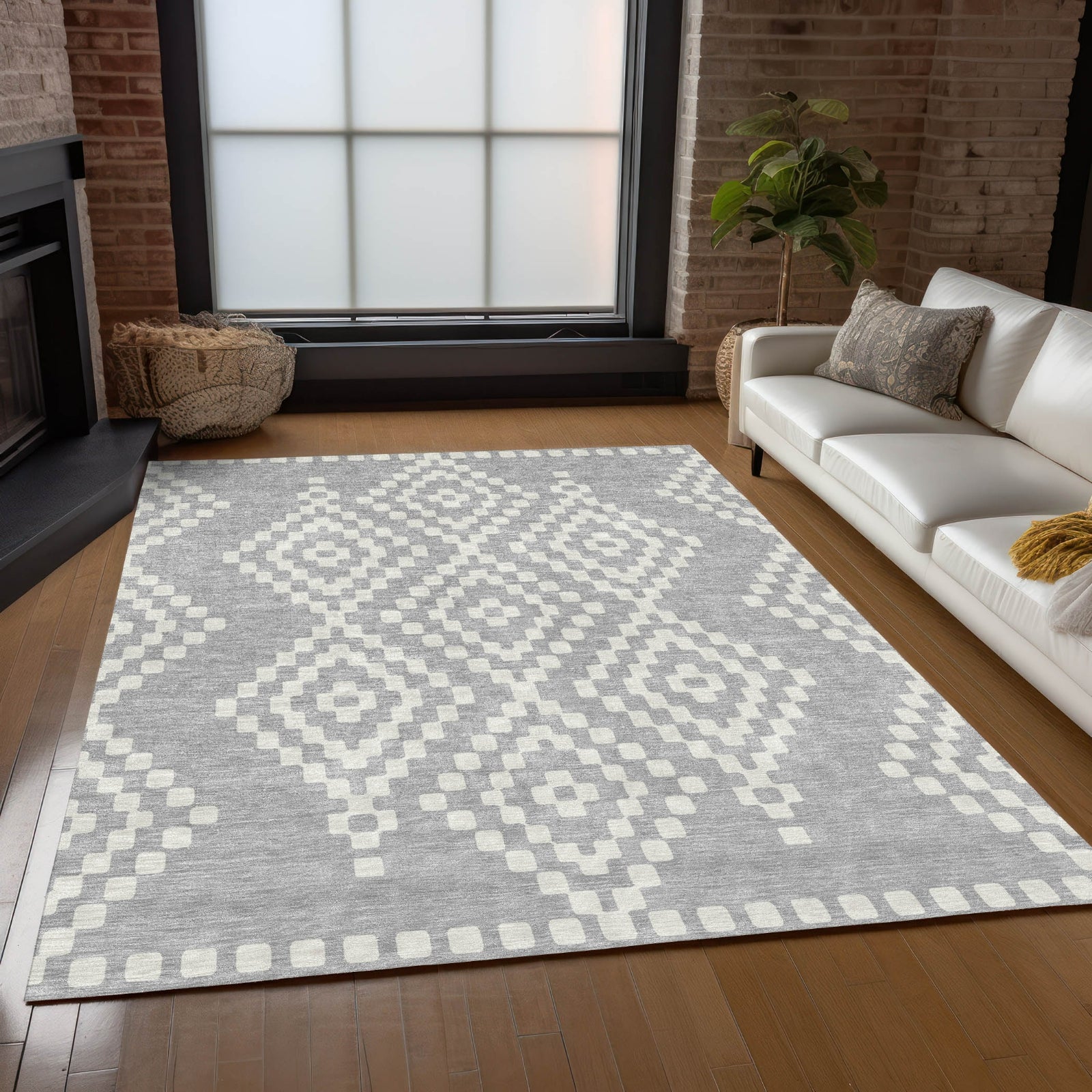 Piper Looms Chantille Diamonds ACN891 Silver Machine Washable Area Rug ...