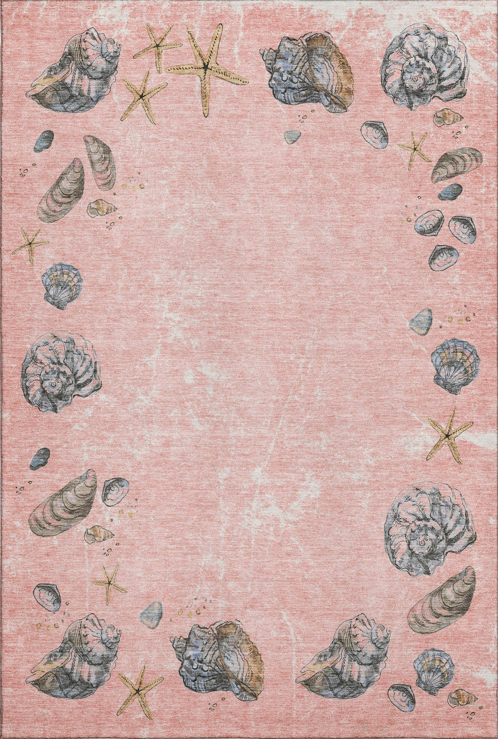 Piper Looms Mayfield Shell Border AMF188 Peach Machine Washable Area ...