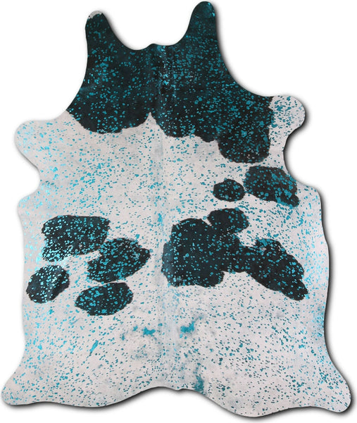 Dekoland Acid Washed CPDBDBLW Blue Metallic On Black And White Area Rug ...