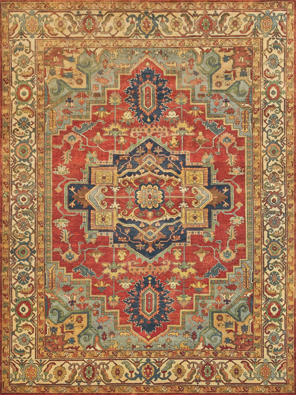 Exquisite Rugs Antique Weave Serapi 9972 Rust/Blue Area Rug ...