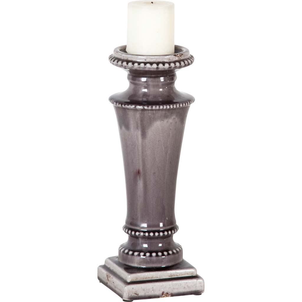 Kusma Small Gray Gloss Ceramic Table Candle Holder – Incredible Rugs ...
