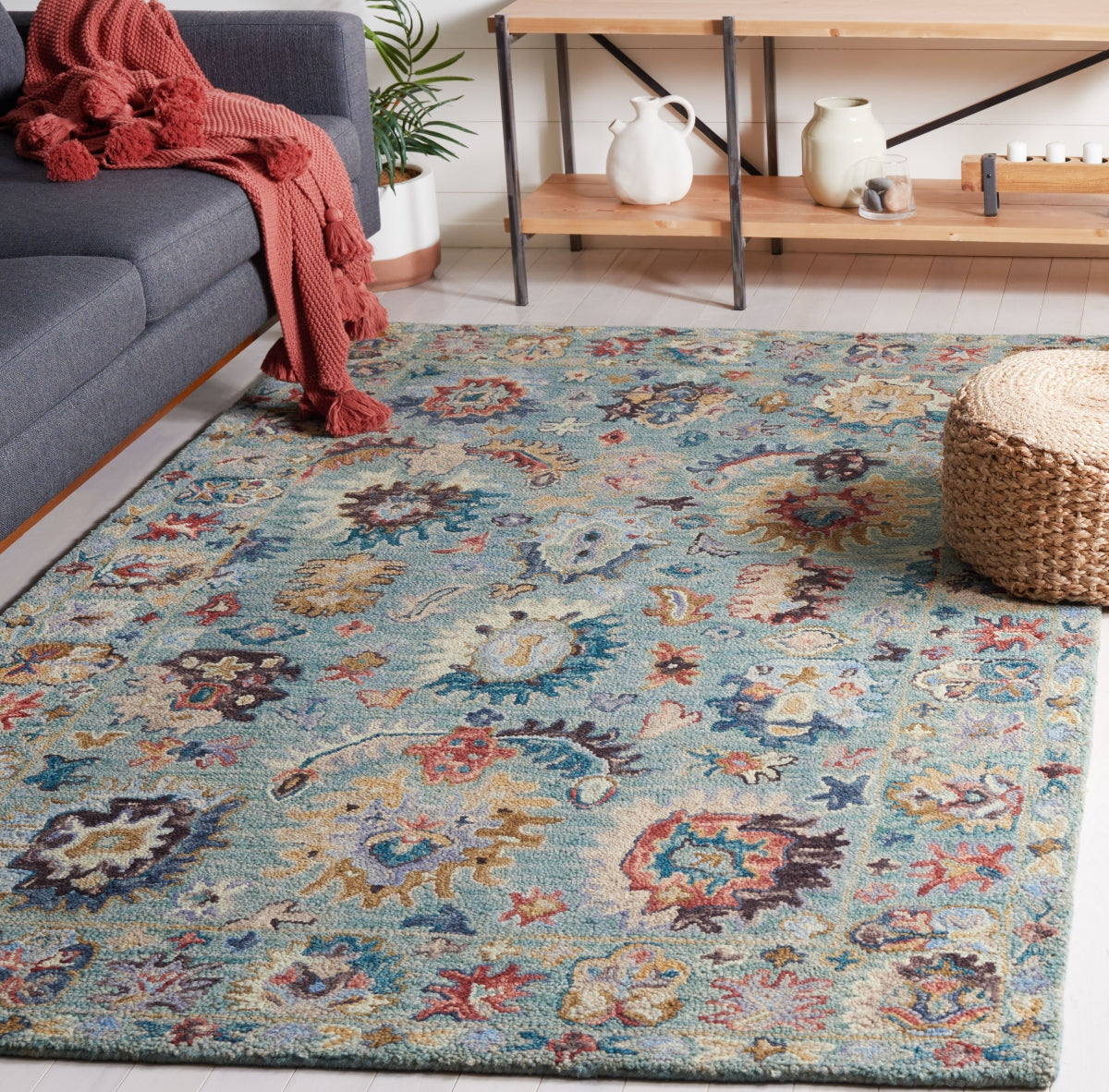 Safavieh Blossom BLM472M Blue / Rust Area Rug – Incredible Rugs and Decor