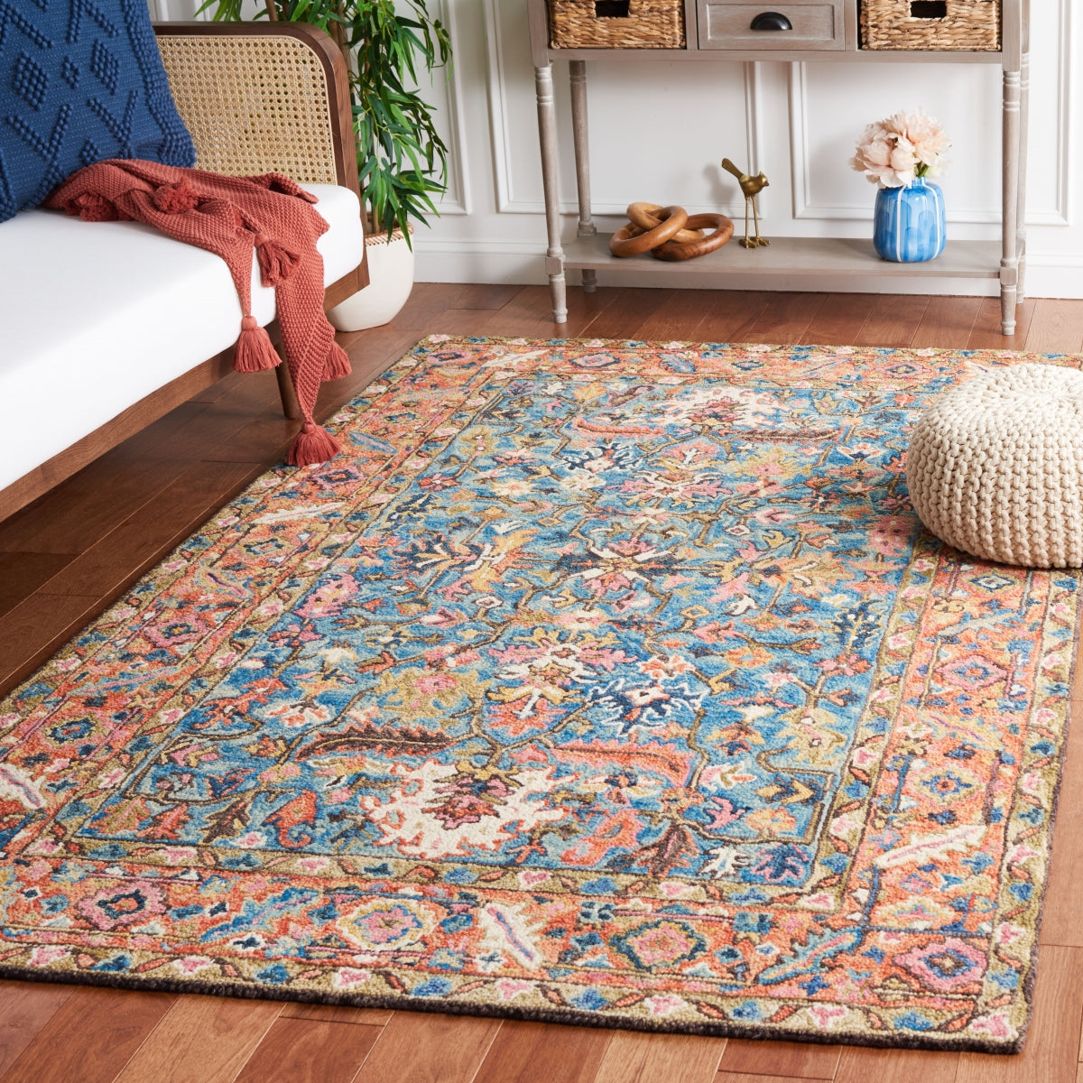 Safavieh Blossom BLM474M Blue / Rust Area Rug – Incredible Rugs and Decor