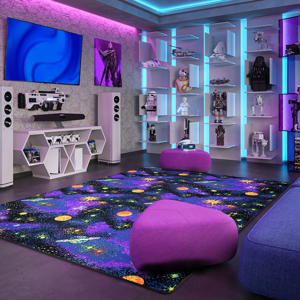 Joy Carpets Neon Lights Space Explorer Fluorescent Area Rug ...