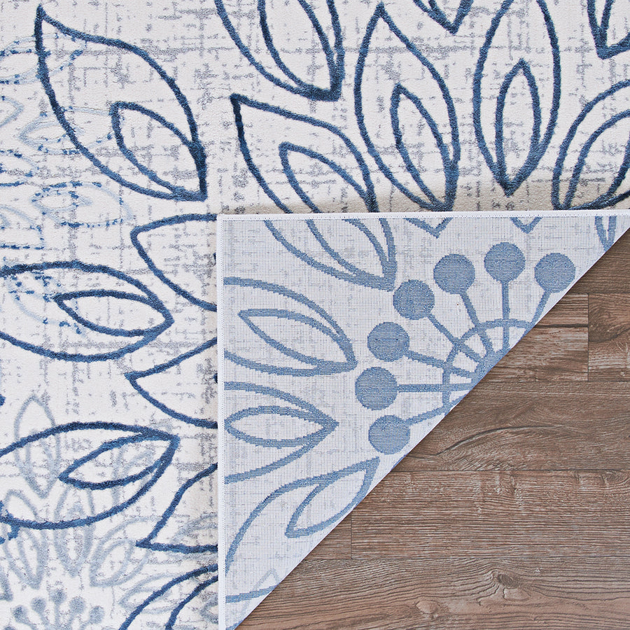 Couristan Calinda Summer Bliss Steel Blue/Ivory Area Rug – Incredible ...