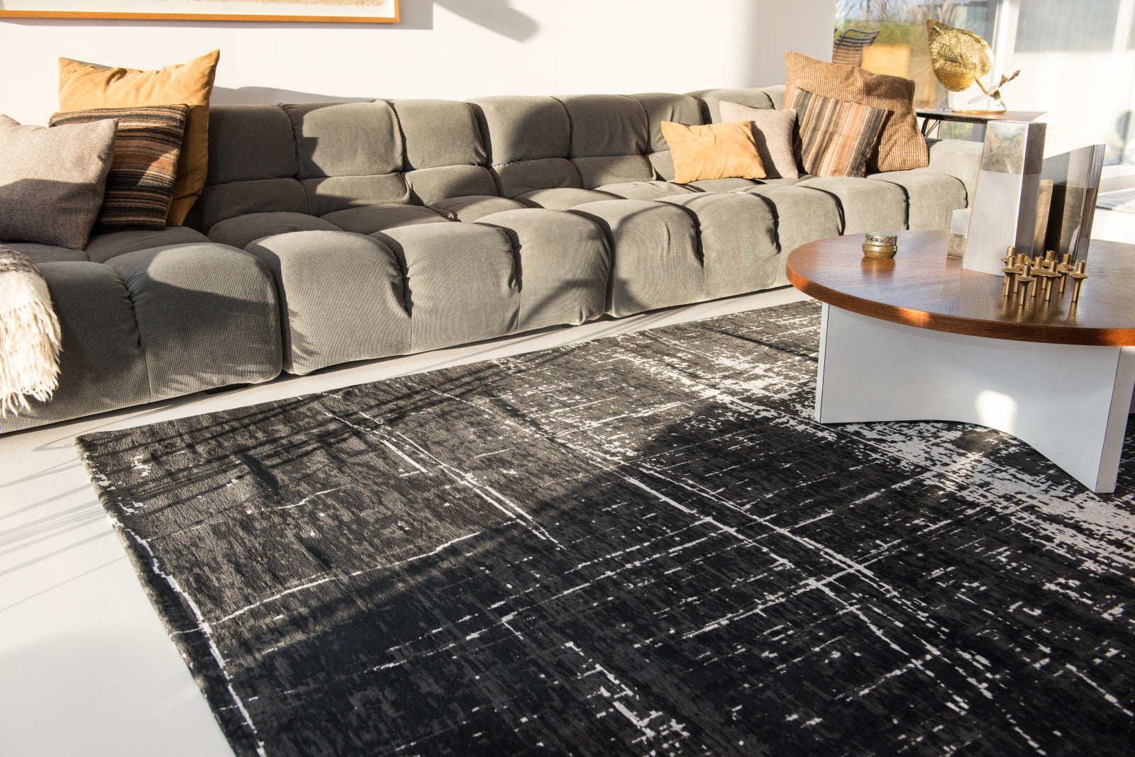 Louis de Poortere Mad Men Griff 8655 White On Black Area Rug ...