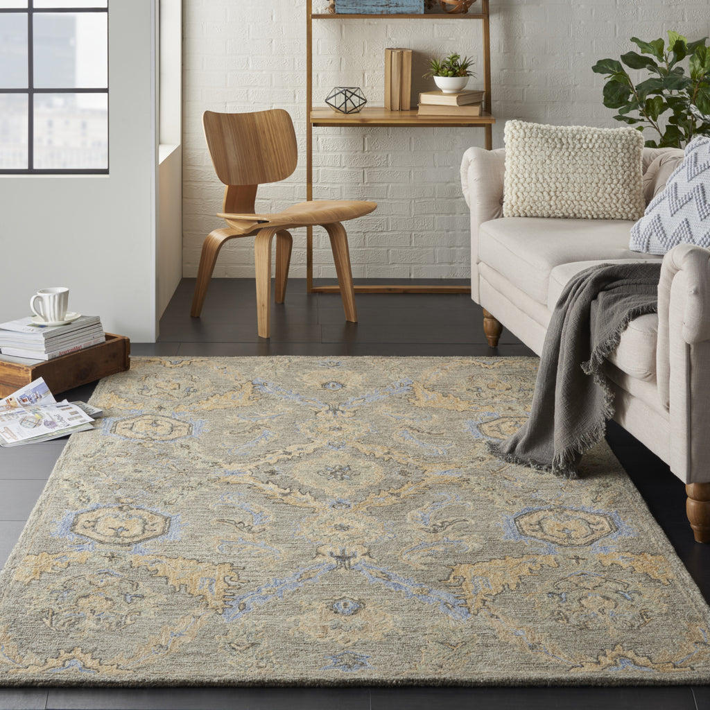 Azura AZM03 Taupe/Blue Area Rug by Nourison – Incredible Rugs and Decor
