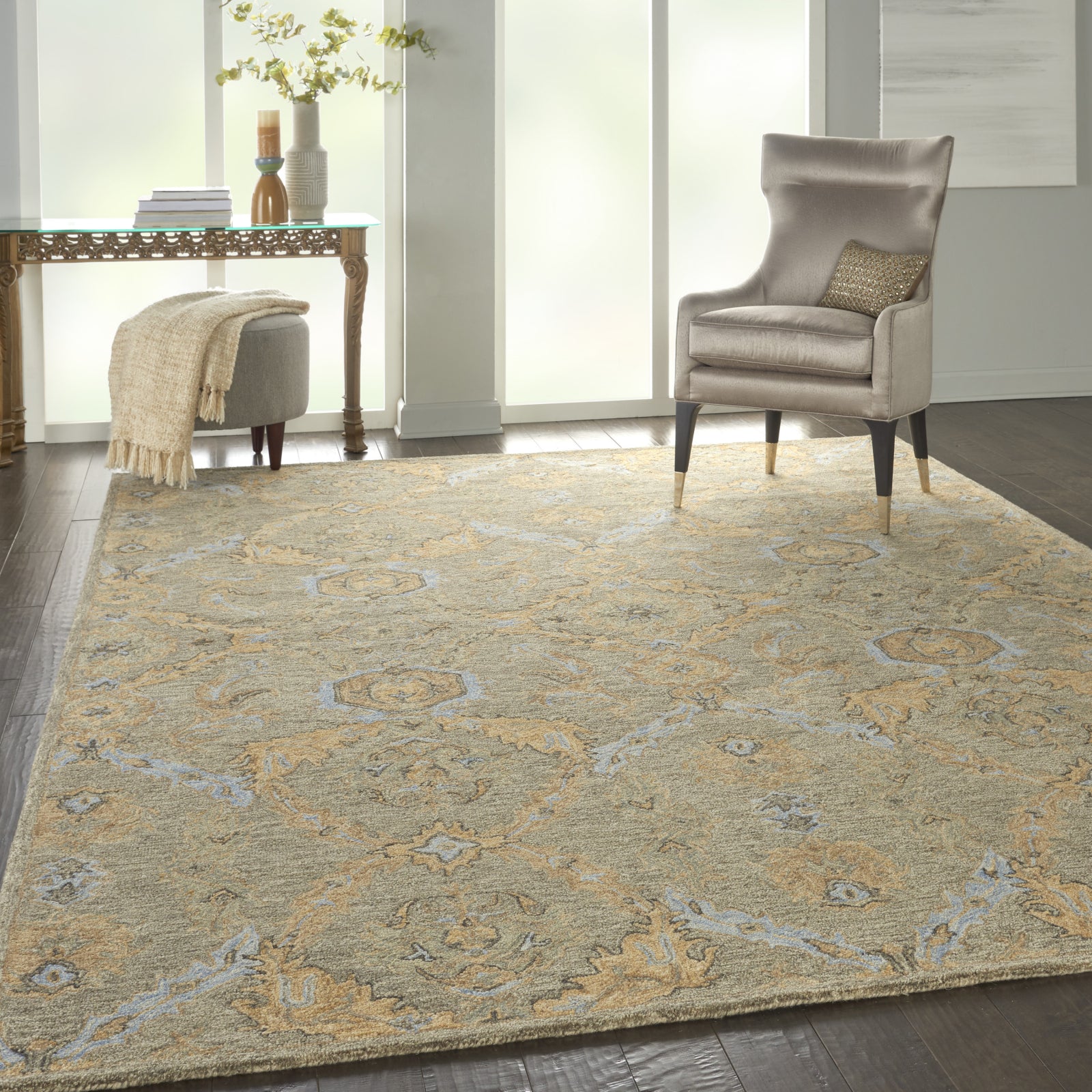 Azura AZM03 Taupe/Blue Area Rug by Nourison – Incredible Rugs and Decor