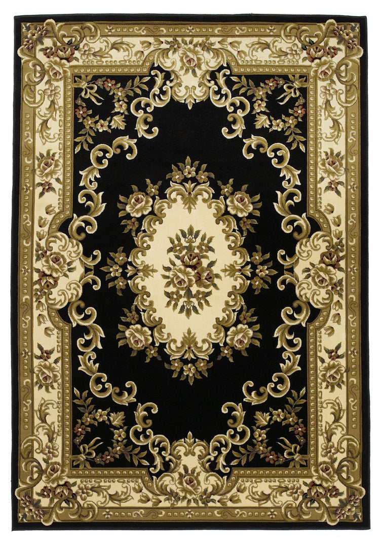 KAS Corinthian 5310 Black/Ivory Aubusson Area Rug – Incredible Rugs and ...