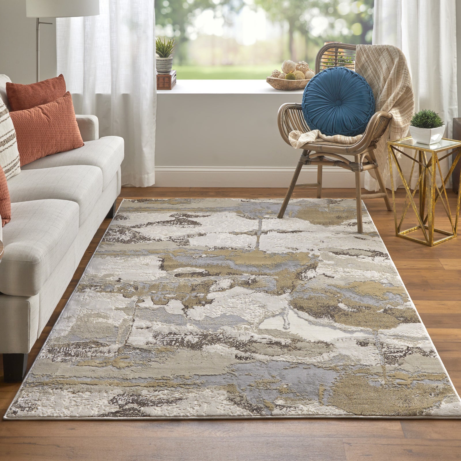 Feizy Aura 3737F Gold/Gray Area Rug – Incredible Rugs and Decor