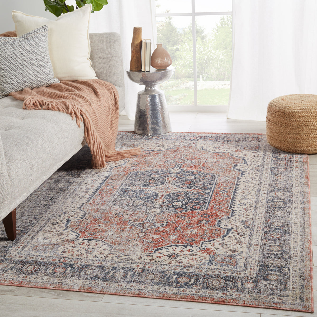 Jaipur Living Vanadey Temple VND04 Gray/Red Area Rug by Vibe – Incredible Rugs and Decor