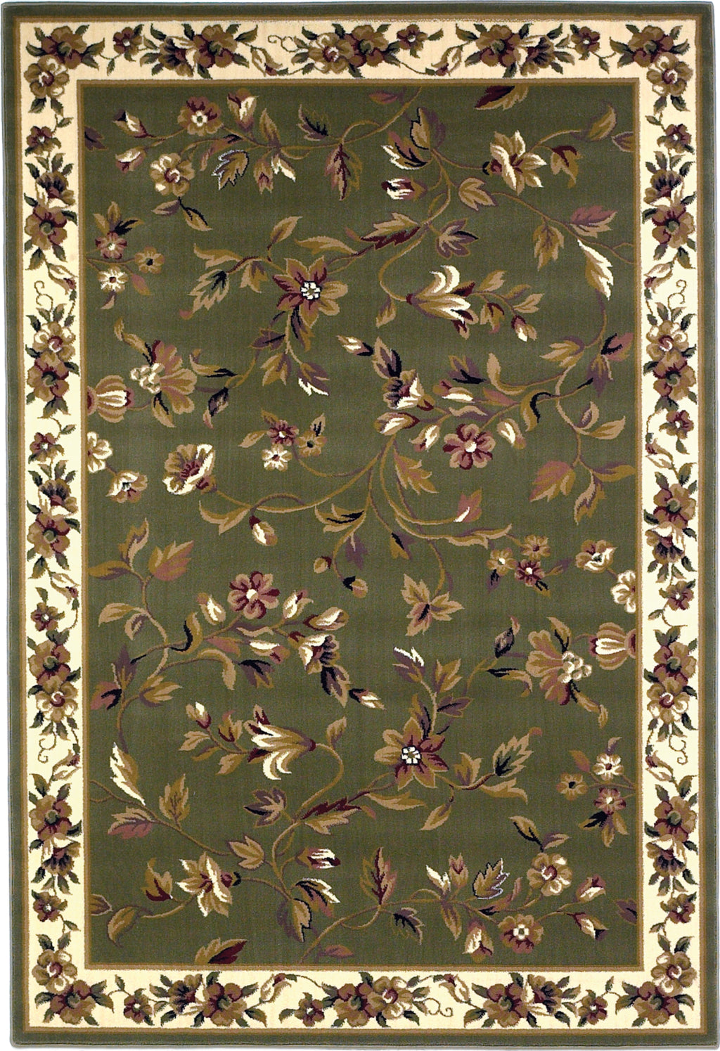 KAS Cambridge 7332 Sage/Ivory Floral Vine Area Rug – Incredible Rugs ...