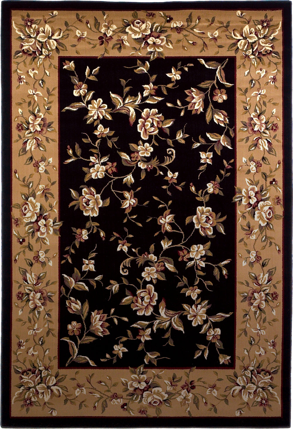 KAS Cambridge 7336 Black/Beige Floral Delight Area Rug – Incredible ...