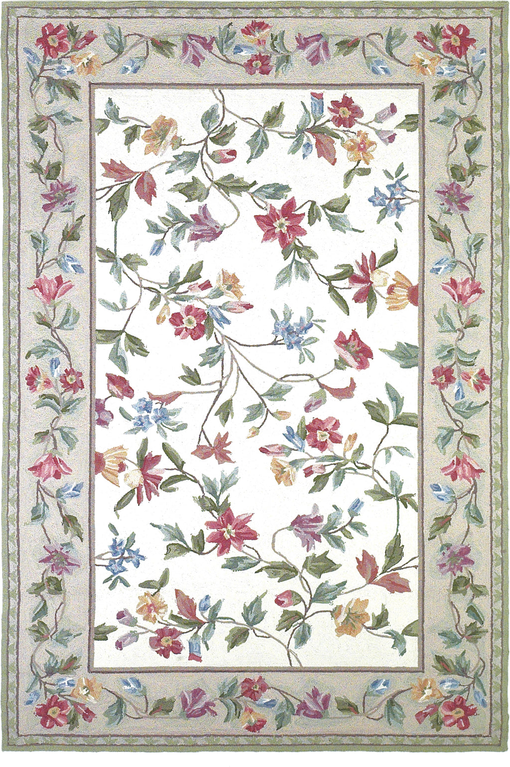 KAS Colonial 1707 Ivory Floral Vine Area Rug – Incredible Rugs and Decor