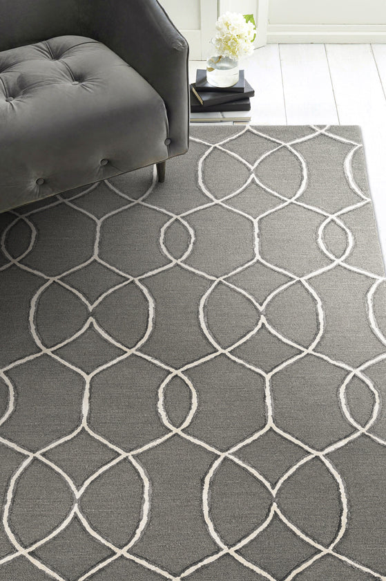 KAS Libby Langdon Upton 4303 Charcoal/Snow Groovy Gate Area Rug ...
