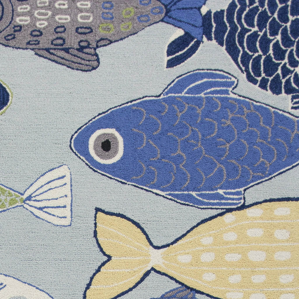 KAS Sonesta 2010 Lt Blue Sea Of Fish Area Rug – Incredible Rugs and Decor