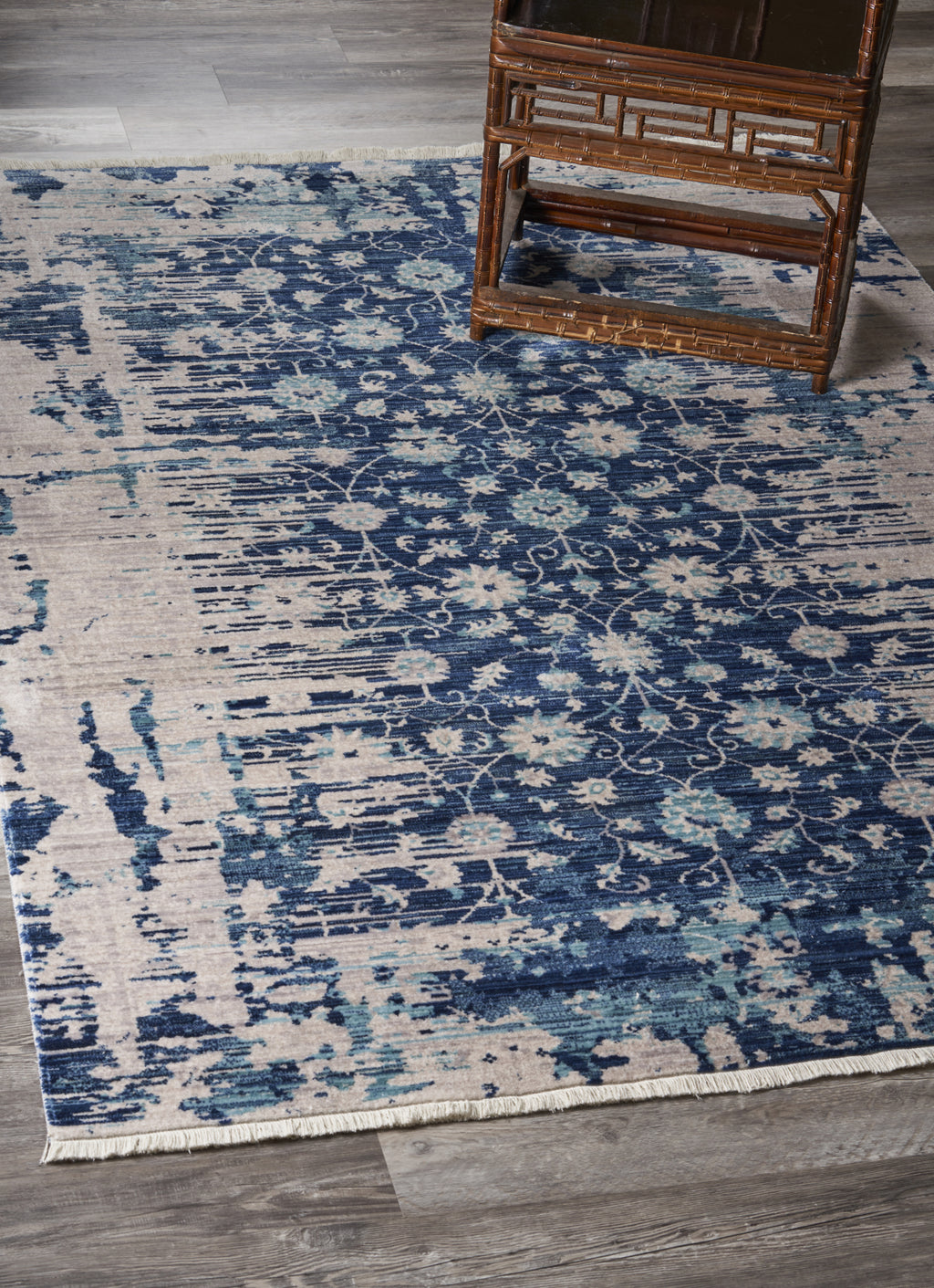 LR Resources Mirage Traditional Distressed Navy Floral Area Rug ...