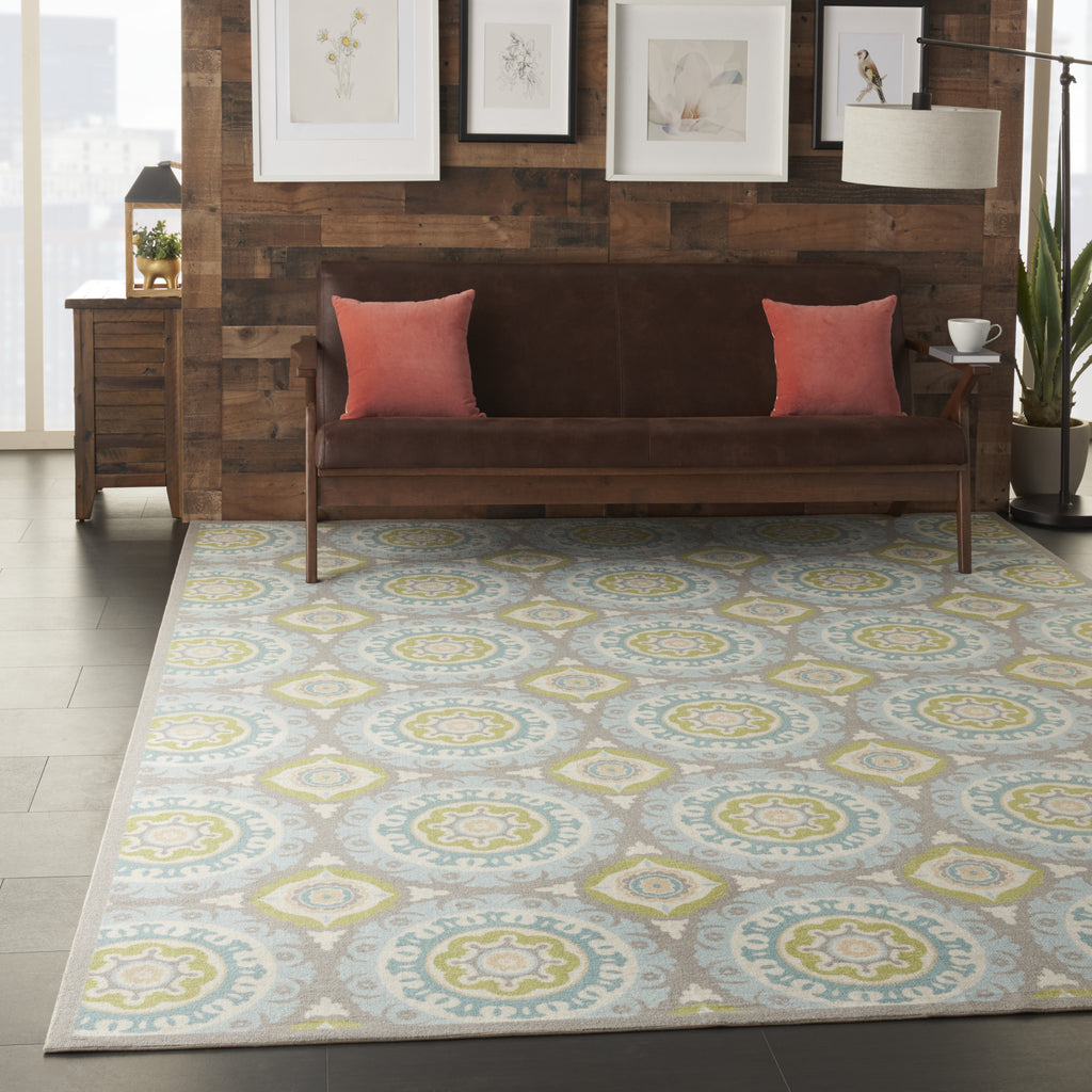 Nourison Sun and Shade SND16 Solar Flair Jade Area Rug by Waverly ...