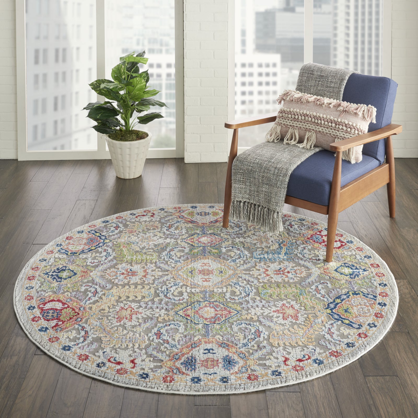 Nourison Global Vintage GLB12 Grey/Multicolor Area Rug – Incredible ...