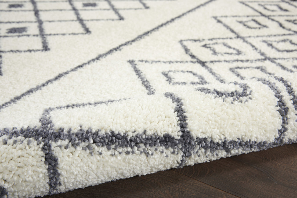 Diamond Trellis Shag DMT02 Ivory/Slate Area Rug by Nourison ...