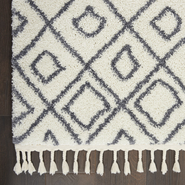 Diamond Trellis Shag DMT02 Ivory/Slate Area Rug by Nourison ...