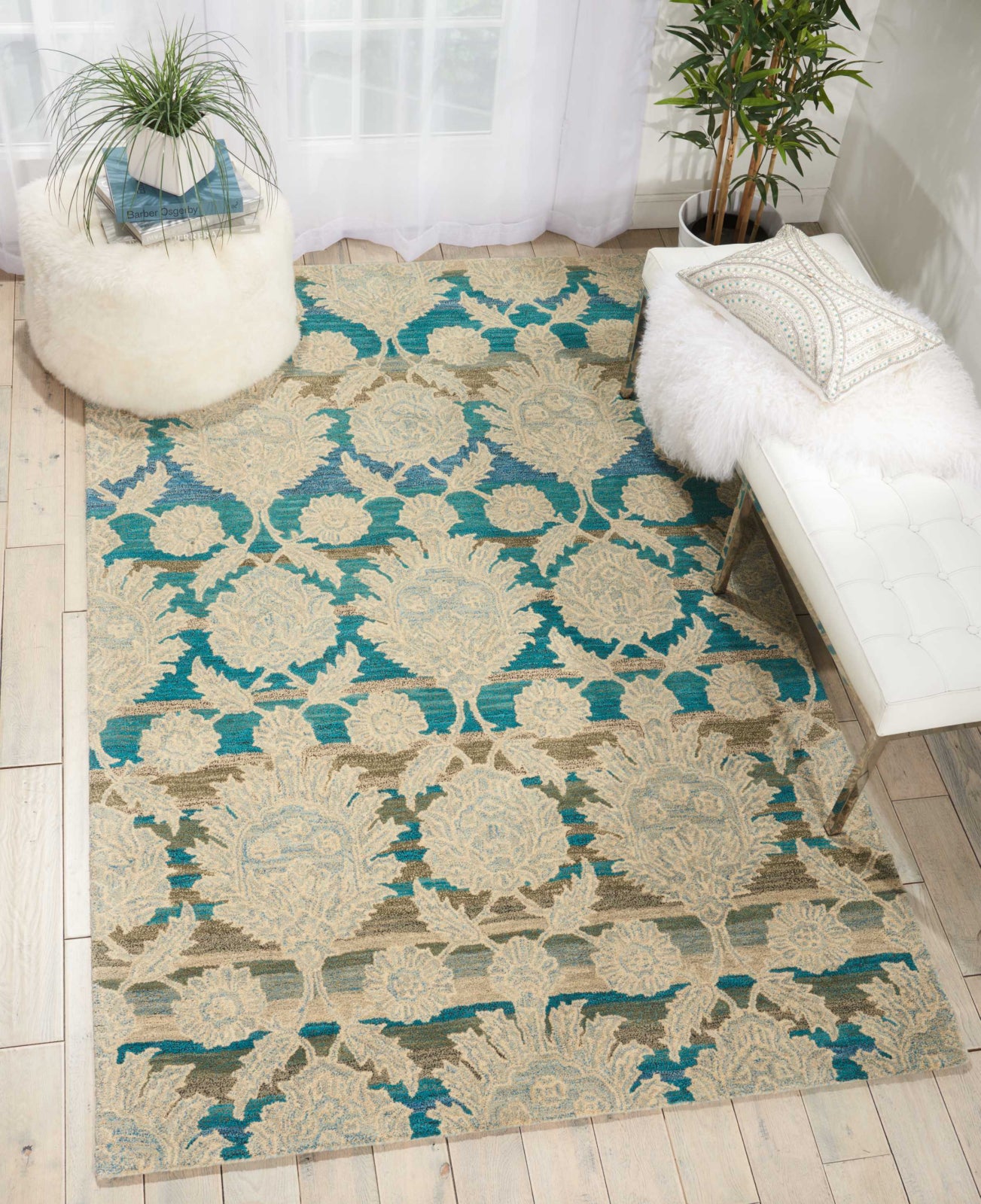 Nourison India House IH91 Ivory/Teal Area Rug – Incredible Rugs and Decor