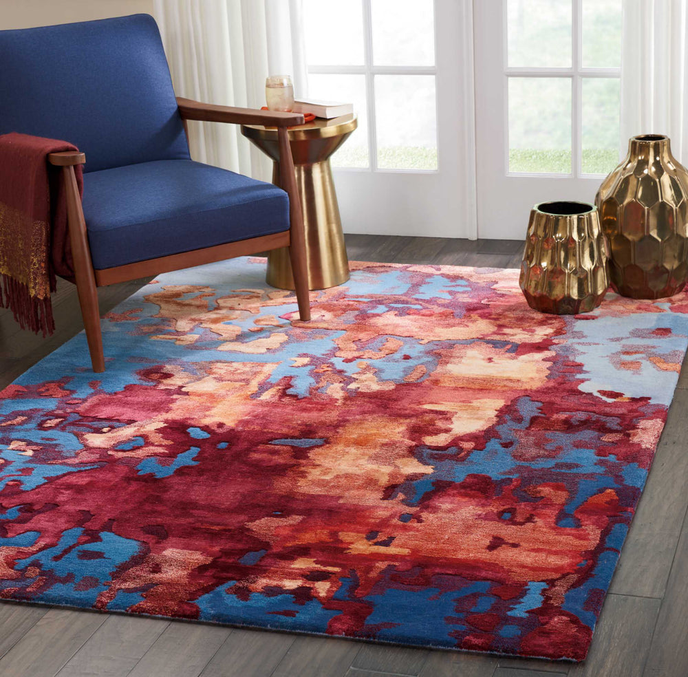 Prismatic PRS13 Blue/Flame Area Rug by Nourison – Incredible Rugs and Decor