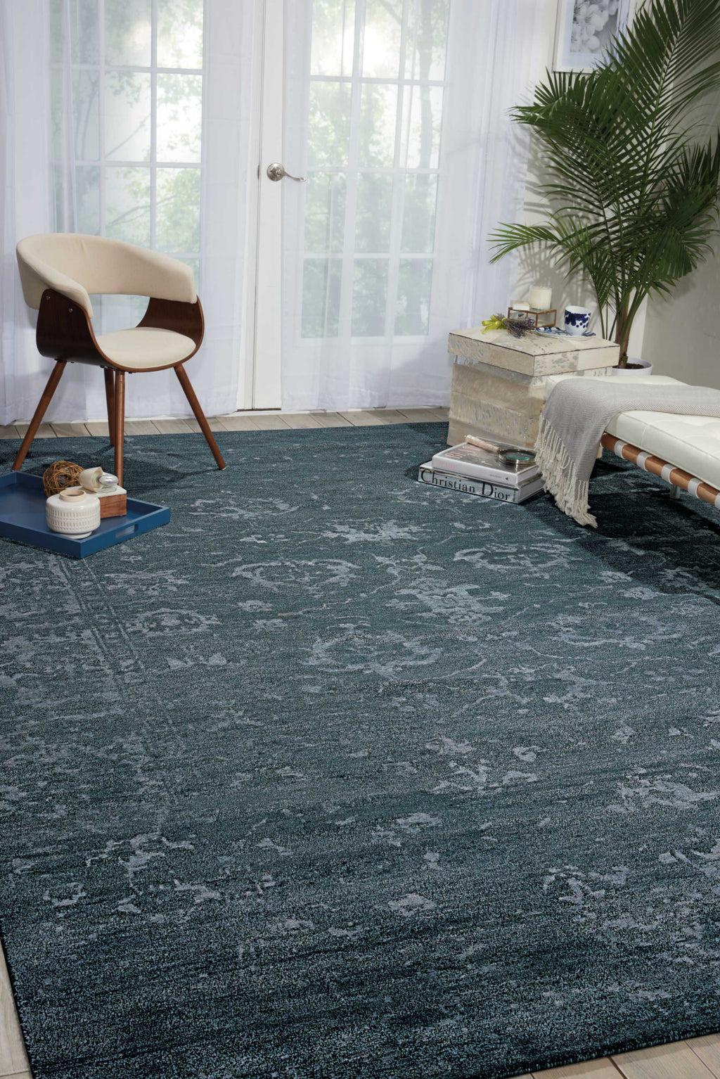 Nourison Silk Shadows SHA15 Blue Stone Area Rug – Incredible Rugs and Decor
