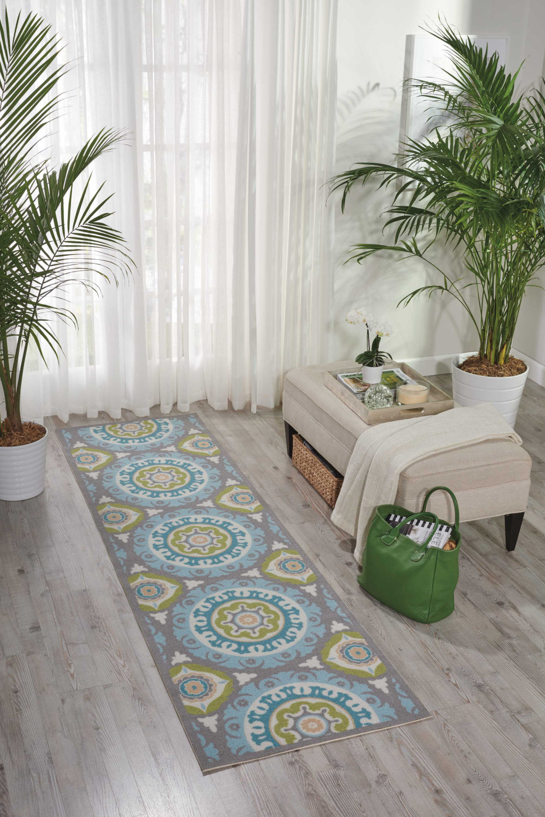 Nourison Sun and Shade SND16 Solar Flair Jade Area Rug by Waverly ...
