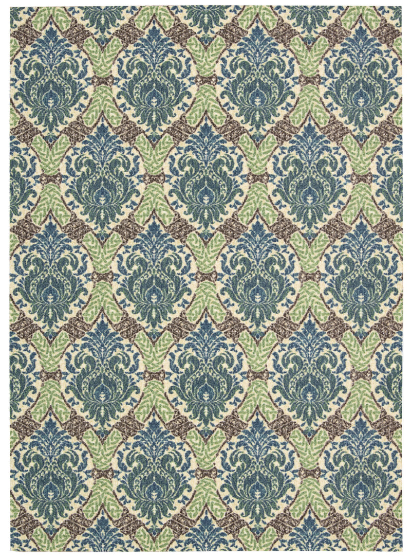 Nourison Treasures WTR03 Dress Up Damask Blue Jay Area Rug by Waverly ...