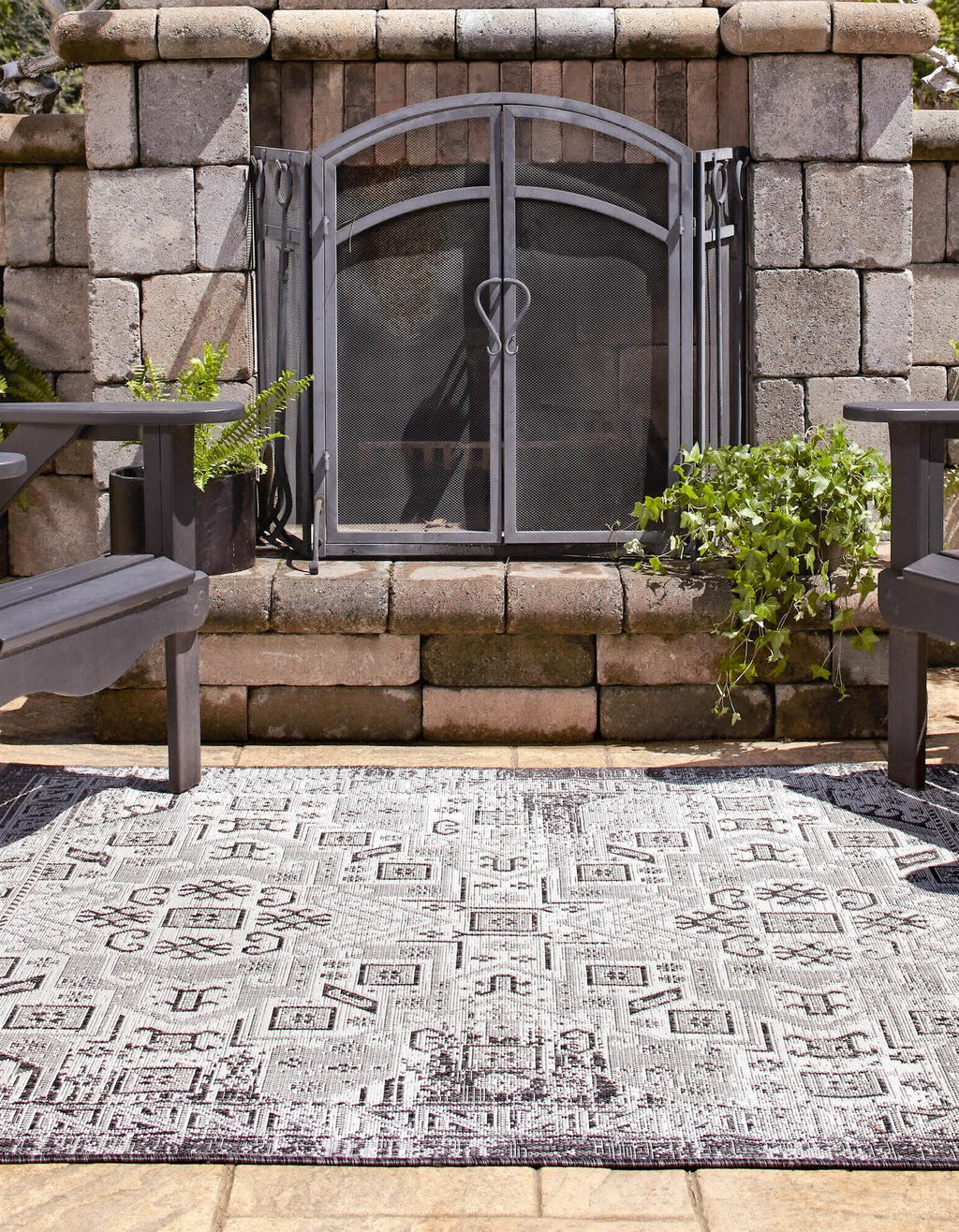 Unique Loom Outdoor Aztec T-KZOD16 Charcoal Gray Area Rug – Incredible ...
