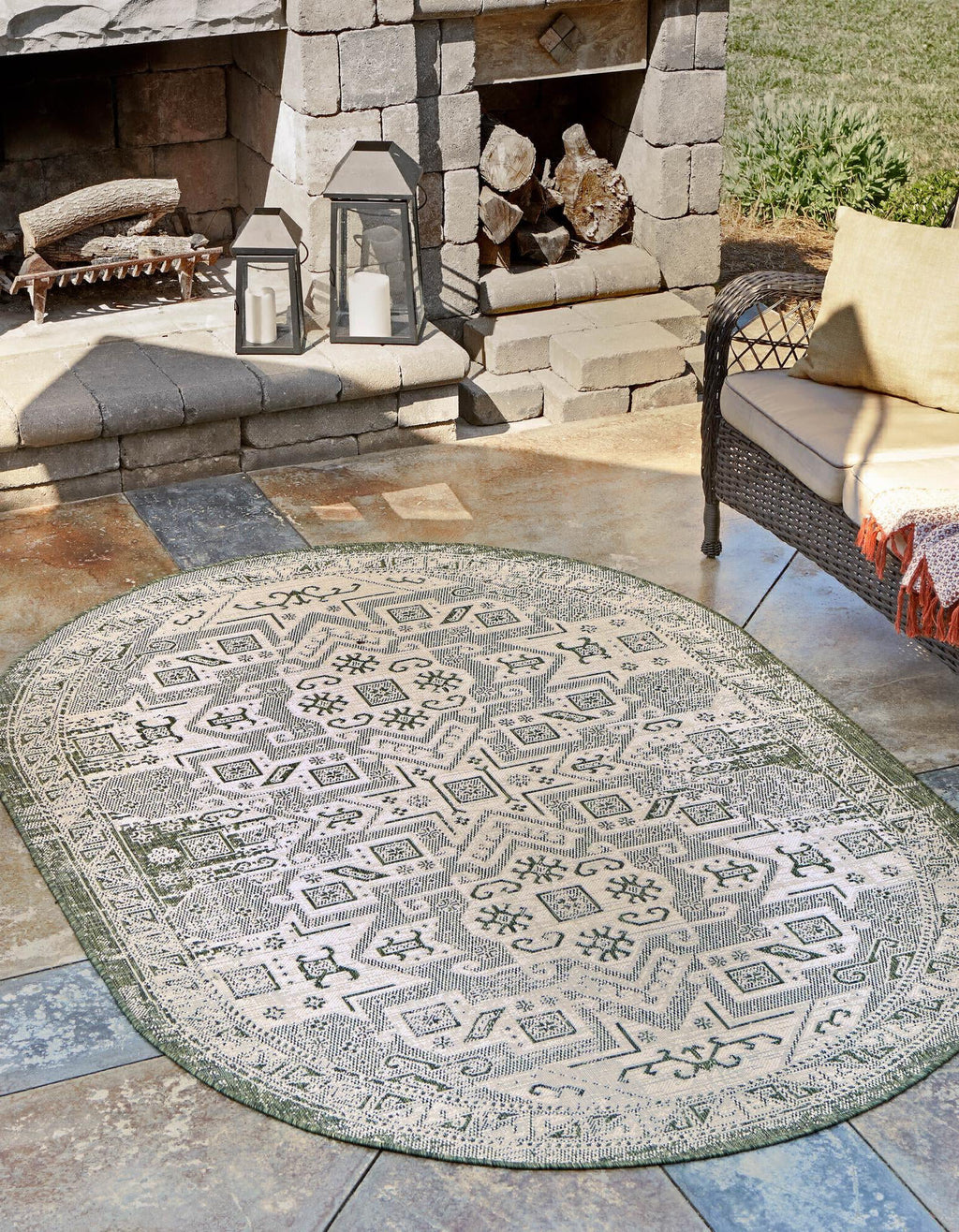 Unique Loom Outdoor Aztec T-KZOD16 Green Area Rug – Incredible Rugs and ...