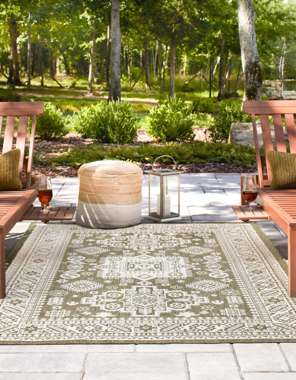 Unique Loom Outdoor Aztec T-KZOD17 Green Area Rug – Incredible Rugs and ...