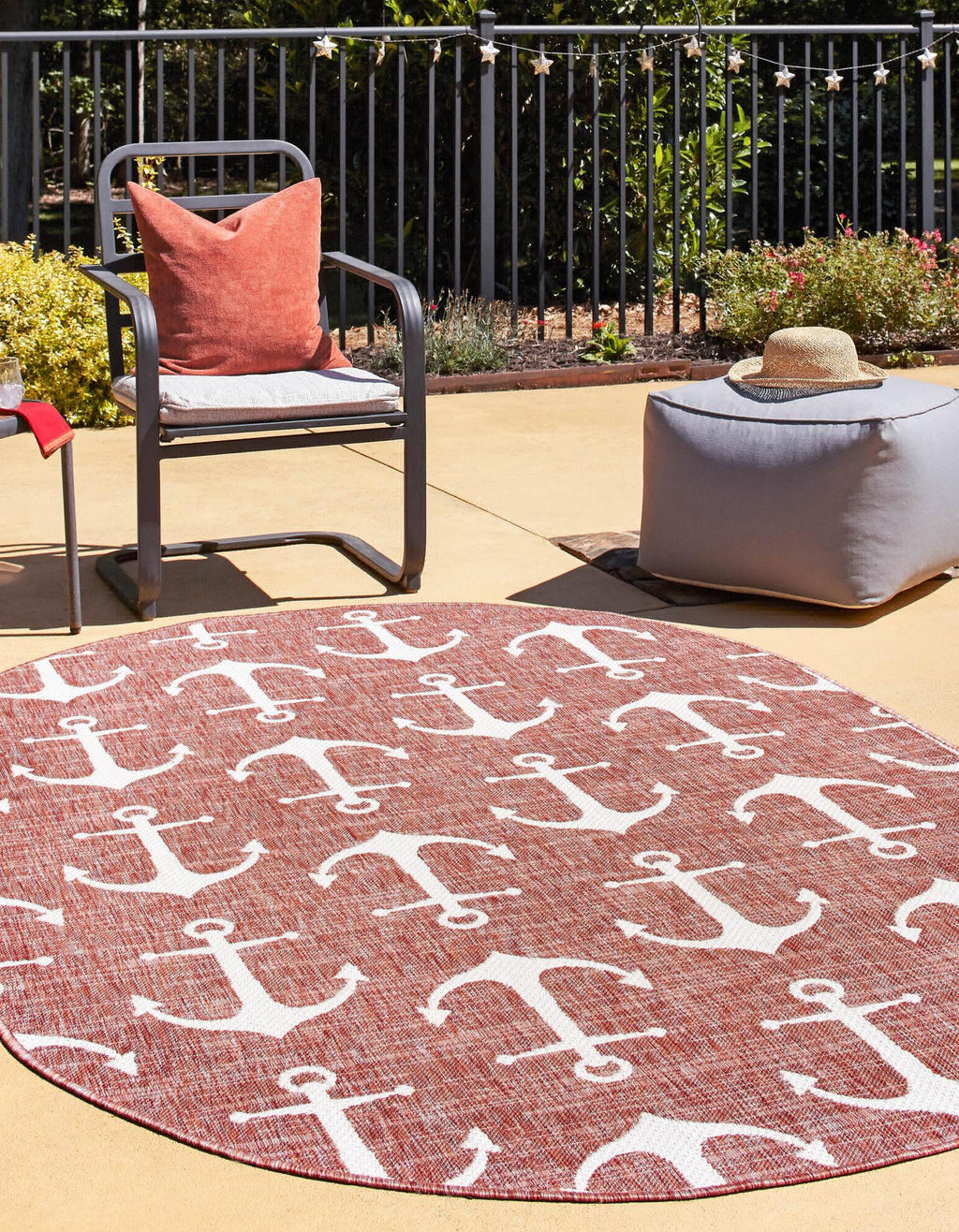 Unique Loom Outdoor Coastal T-KZOD20 Rust Red Area Rug – Incredible ...
