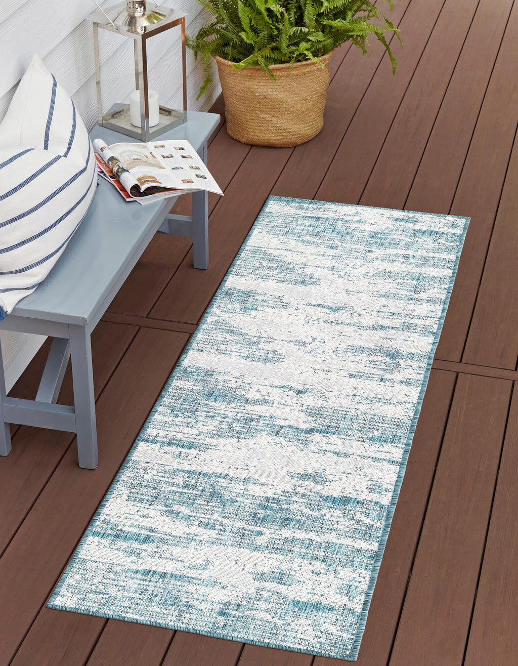 Unique Loom Outdoor Modern T-KZOD21 Teal Area Rug – Incredible Rugs and ...