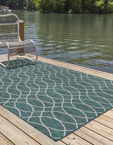 Unique Loom Outdoor Trellis T-KZOD24 Teal Area Rug – Incredible Rugs ...
