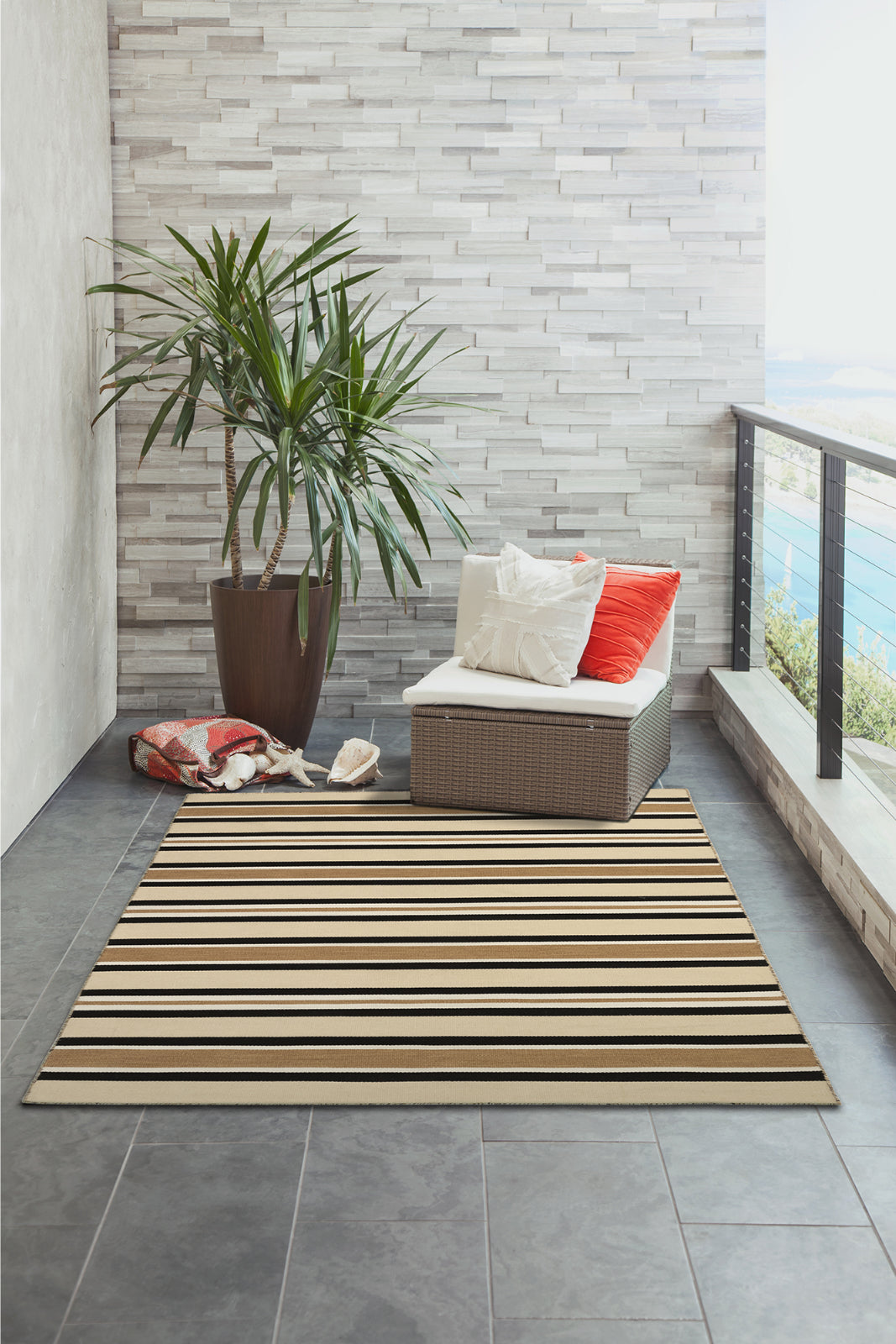 Trans Ocean Sorrento 6310/22 Cabana Stripe Khaki Area Rug by Liora Manne – Incredible Rugs and Decor