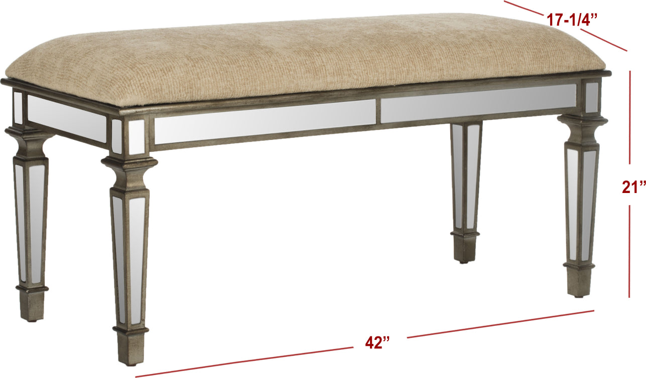 Safavieh Layla Upholstered Mirror Bench Beige – Incredible Rugs and Decor